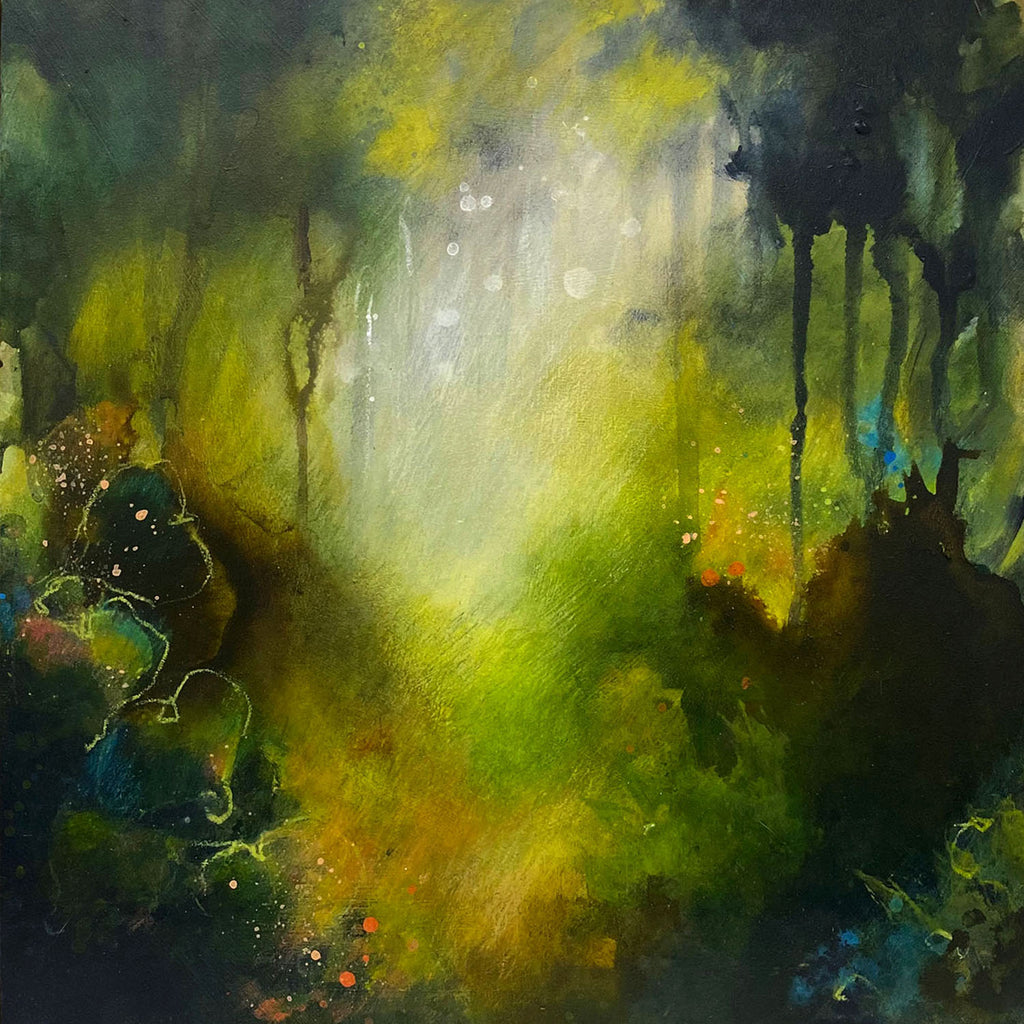 Forest Glimmers, 30cm x 30cm – Michelle Harvey Art